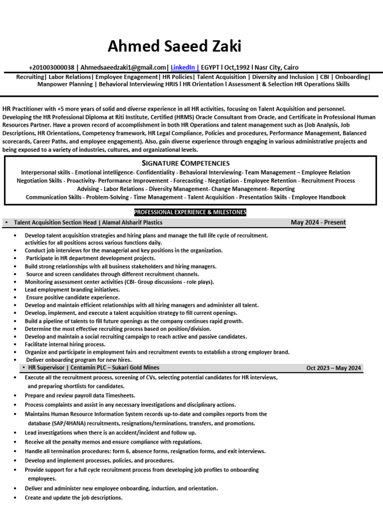 Ahmed Saied Zaki Elsayed | PDF | Recruitment | Human Resources