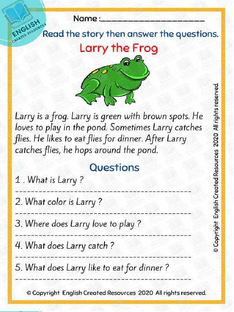 Larry the Frog - Short Story | PDF