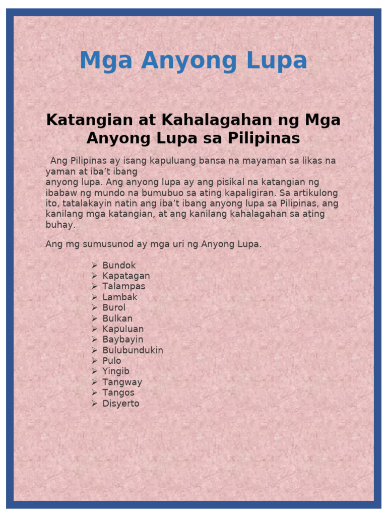 Mga Anyong Lupa-Renxon | PDF