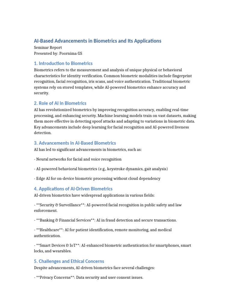 AI Based Biometrics Report | PDF | Biometrics | Artificial Intelligence