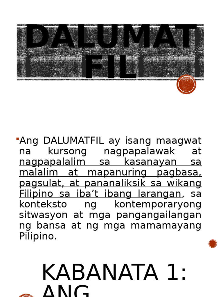 DALUMAT-FIL-KABANATA-1-MODYUL-1-2-PPT-1 | PDF
