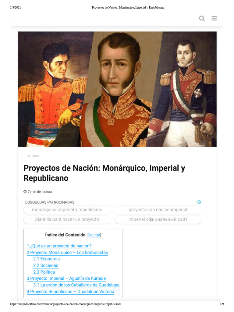 Proyectos de Nación: Monárquico e Imperial | PDF | México | Gobierno