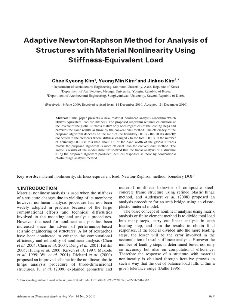 Adaptive Newton Raphson Method | PDF | Matrix (Mathematics) | Stiffness
