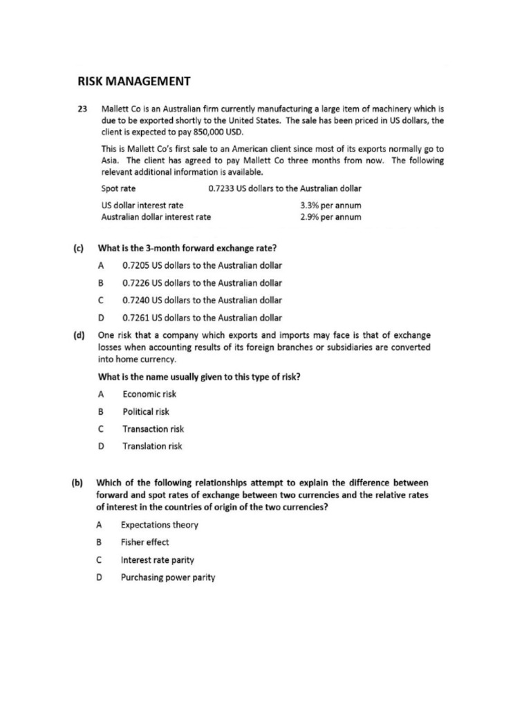Questions Risk MGMT | PDF