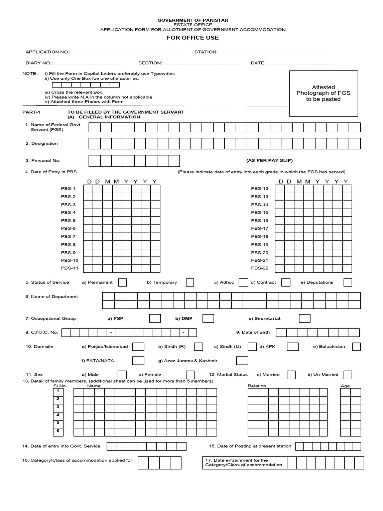 Government Accommodation Application Form | PDF