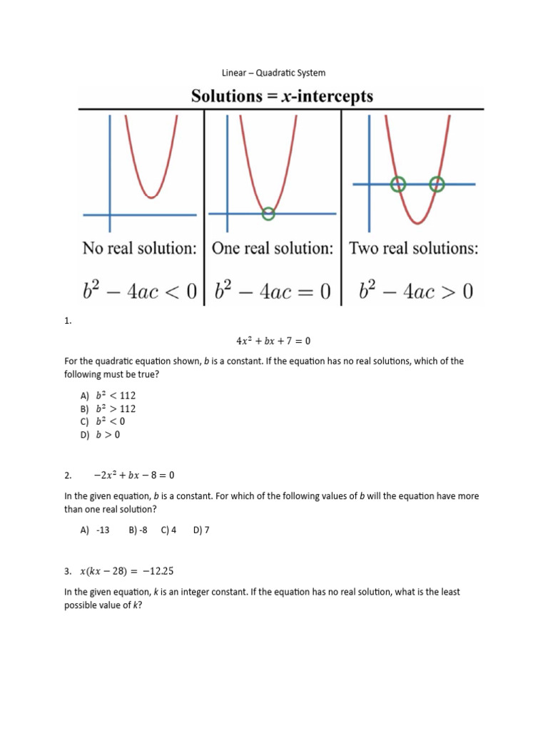 Linear-Quadratic Systems Lessons | PDF