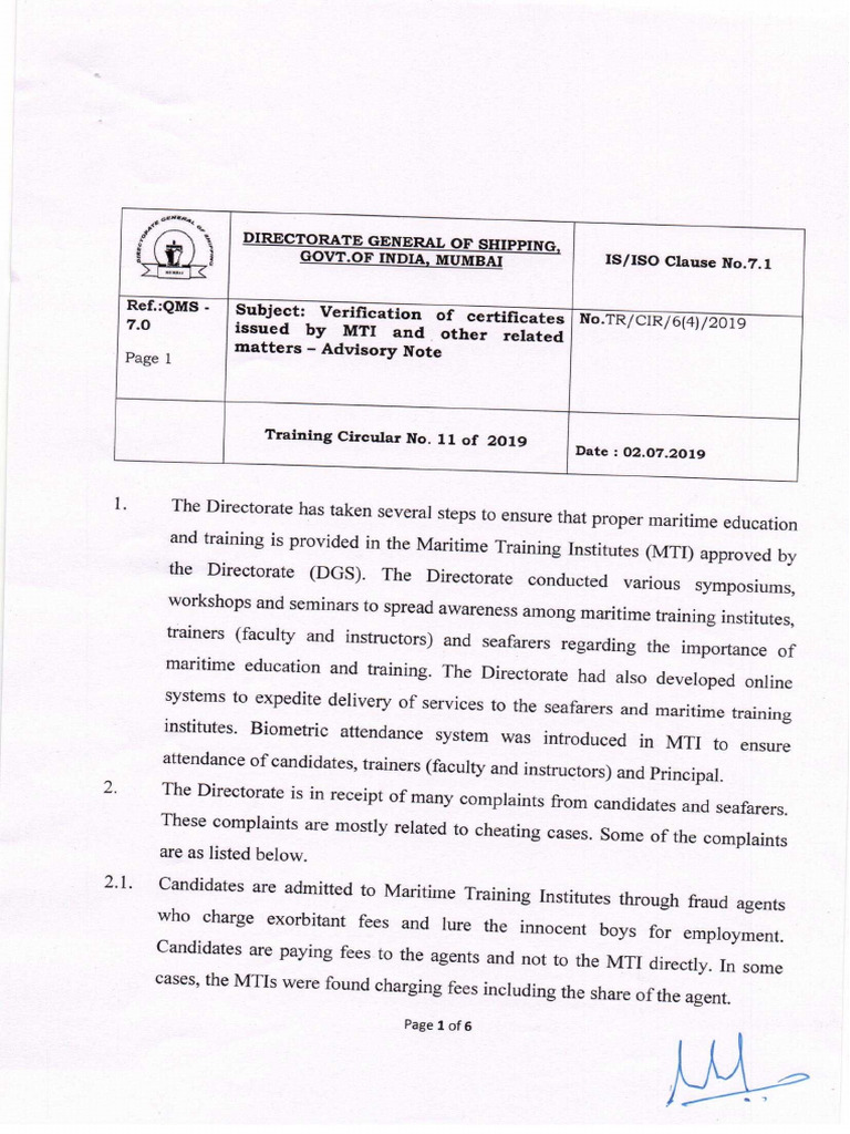 2019-11 Tr.circ. Verification of Certificates | PDF