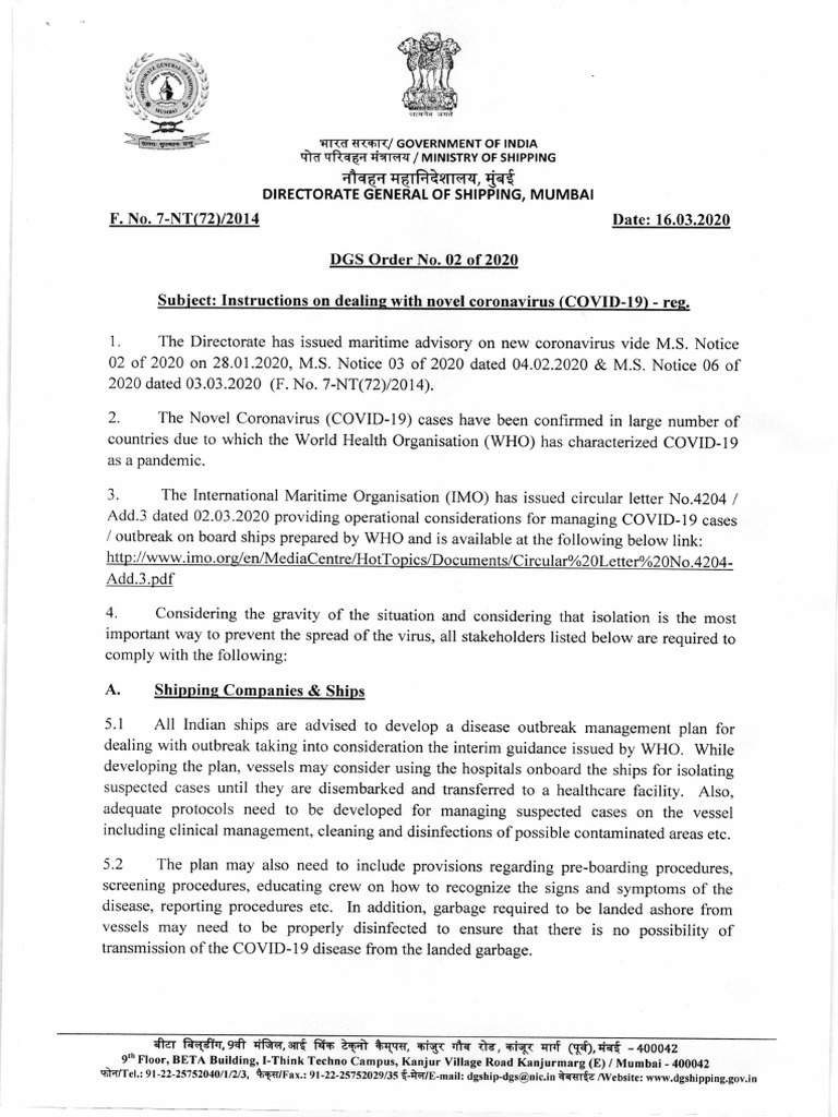 2020-02 DGS Order Coronavirus Suspension Order | PDF