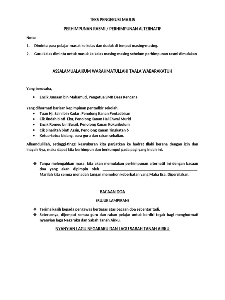 Teks Pengerusi Majlis (2) | PDF