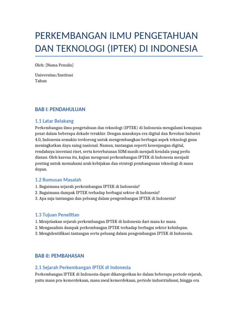 Perkembangan IPTEK Indonesia | PDF