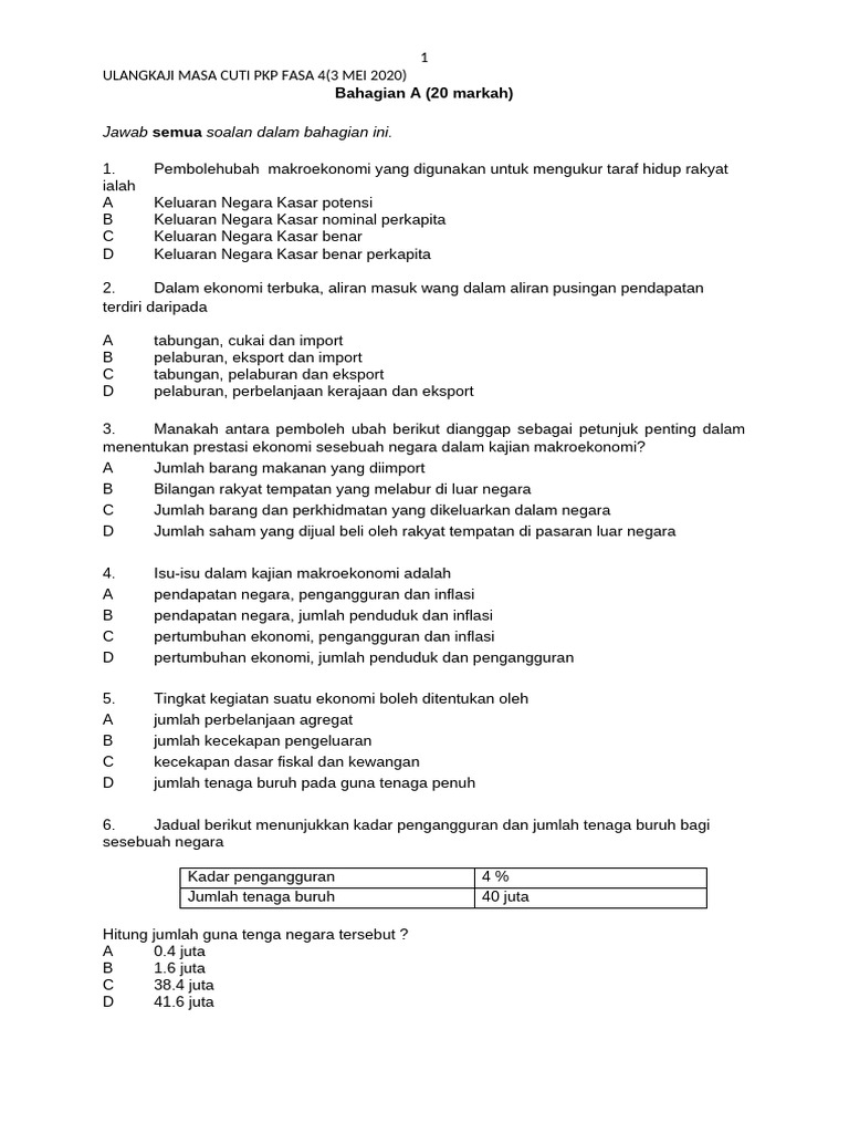 Ulangkaji Masa Cuti PKP 3 Mei 2020 | PDF