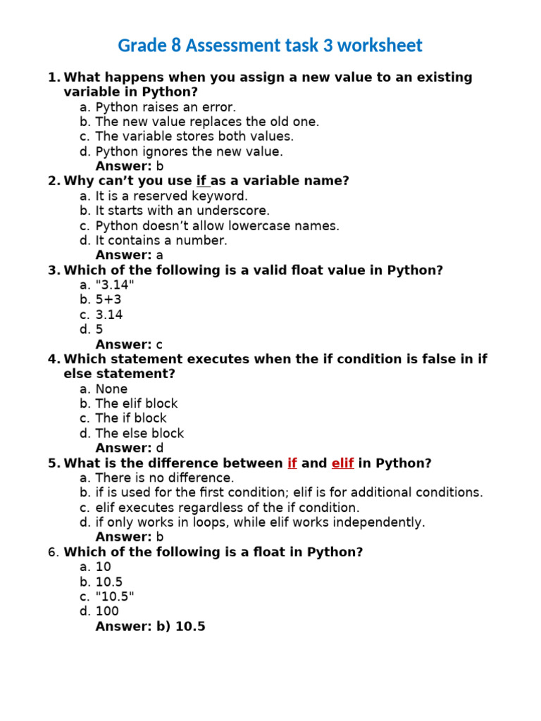 Grade 8 Task 3 Worksheet | PDF | Data Type | Computing