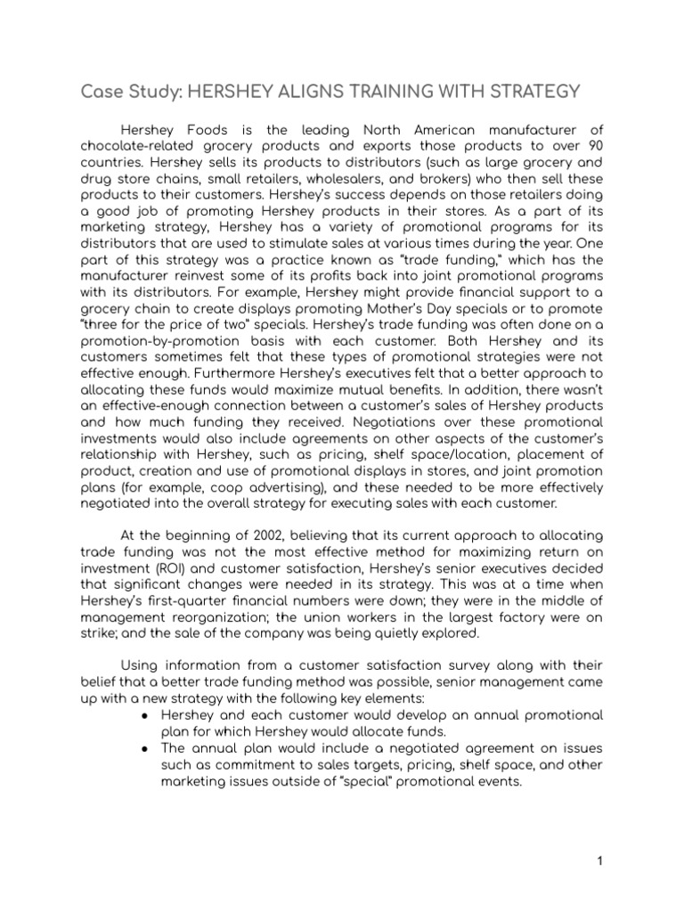 Case+Study +Hershey+Aligns+Training+With+Strategy | PDF | Sales | Retail