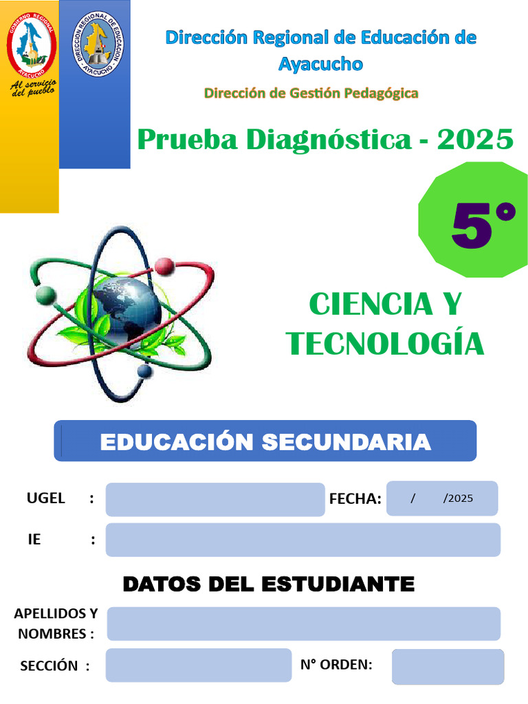 EVALUACIÓN DIAGNÓSTICA-CyT-5TO 2025 | PDF | Corriente eléctrica | Inducción electromagnética