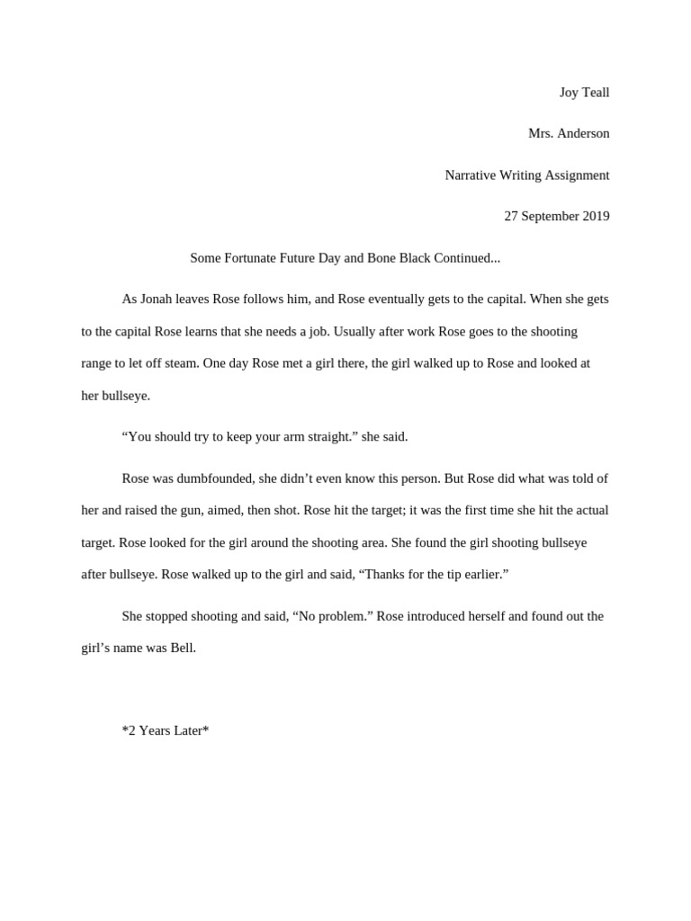 Narrative Writing Assignment 20191 | PDF