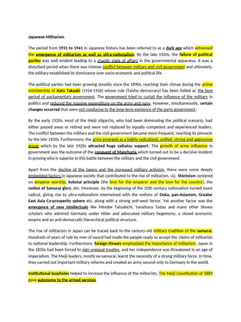MILITARISM | PDF | Empire Of Japan | Fascism
