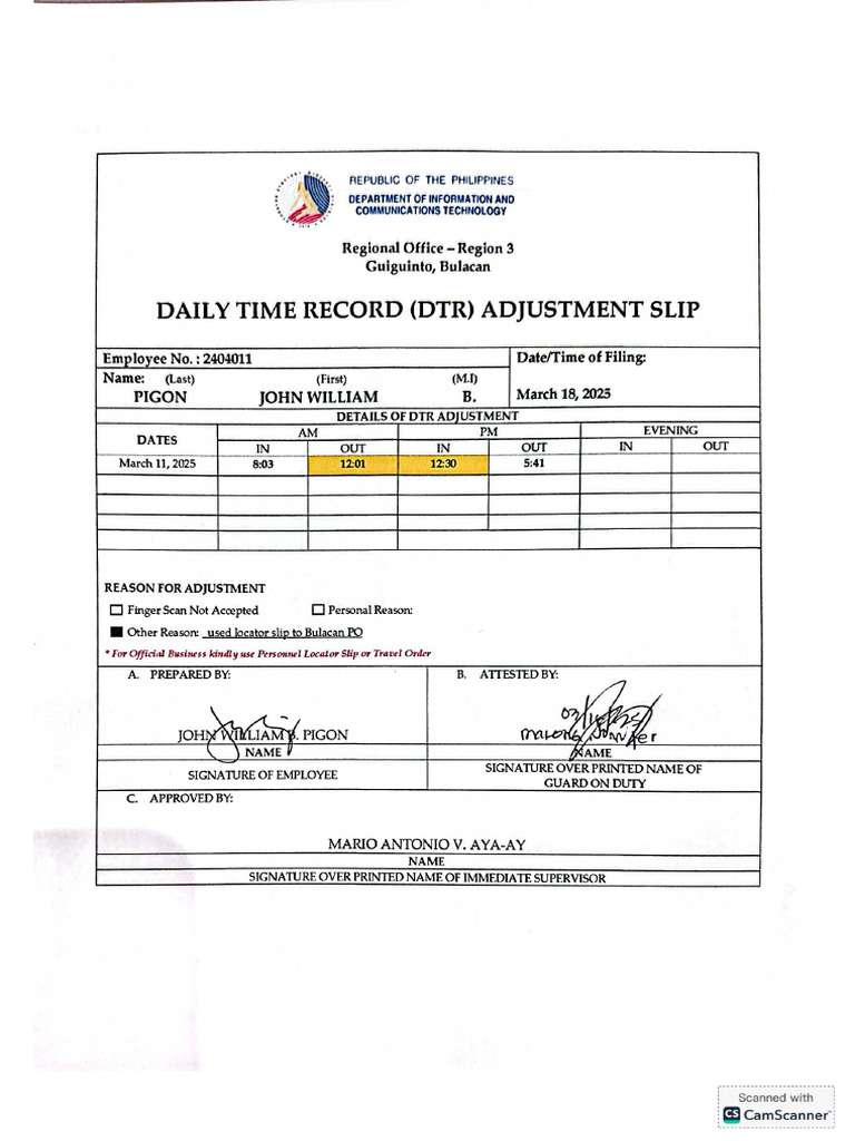 Adjustment Slip | PDF