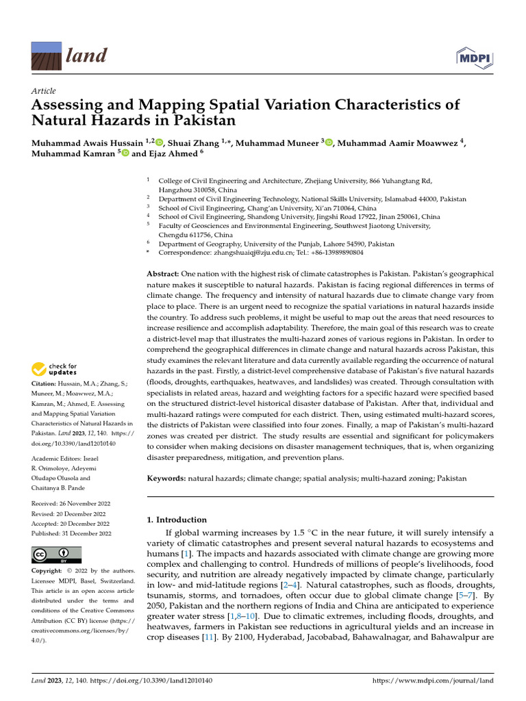 Assessing and Mapping Spatial Variation Characteristics of Natural Hazards in Pakistan | PDF ...