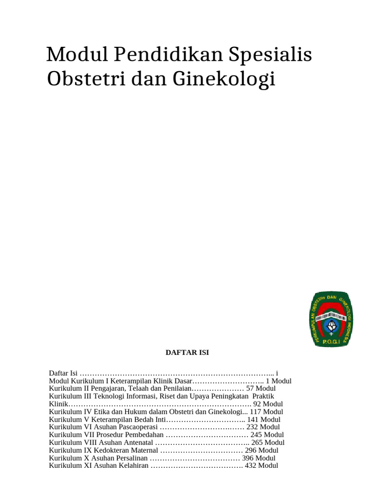 Buku Modul Program Studi Ilmu Obstetri Dan Ginekologi FK UNUD | PDF