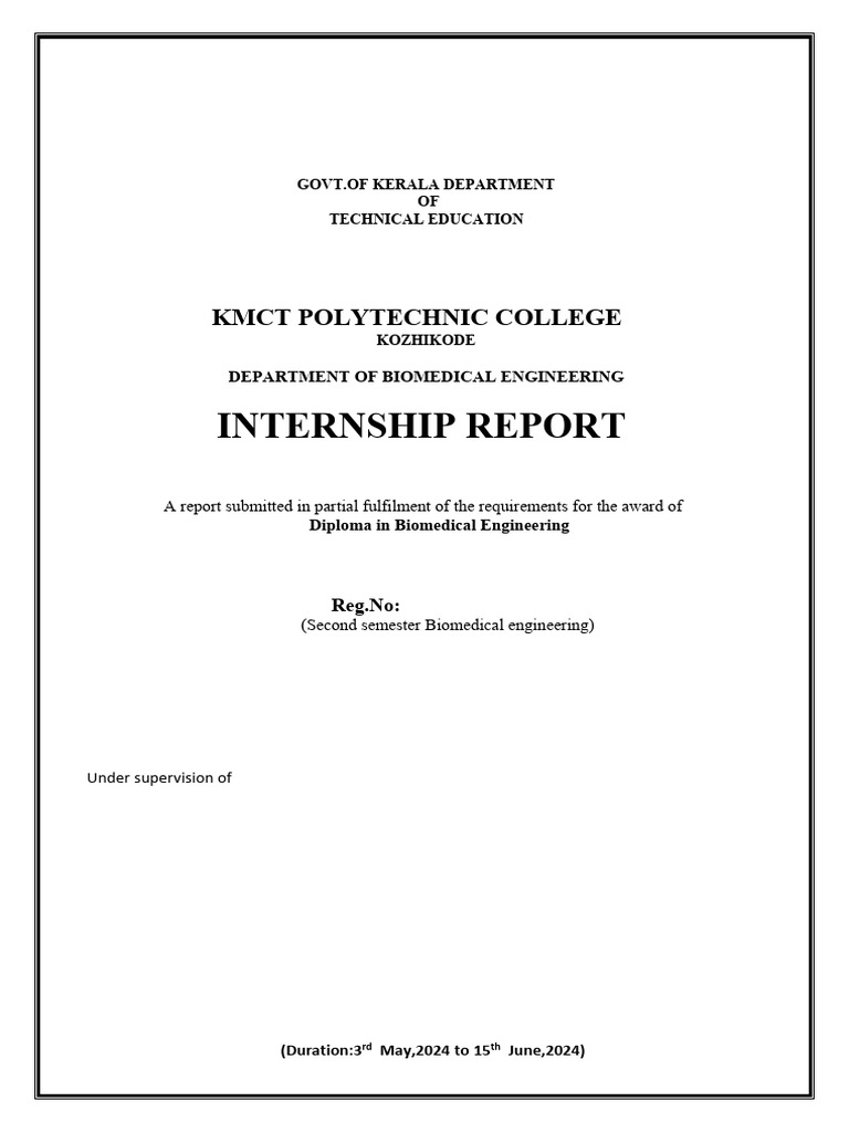 Internship Report in Biomedical Engineering | PDF
