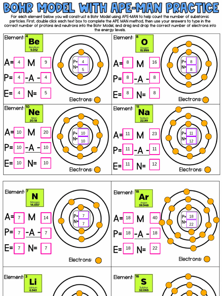 Bohr Model Practice With APE MAN | PDF