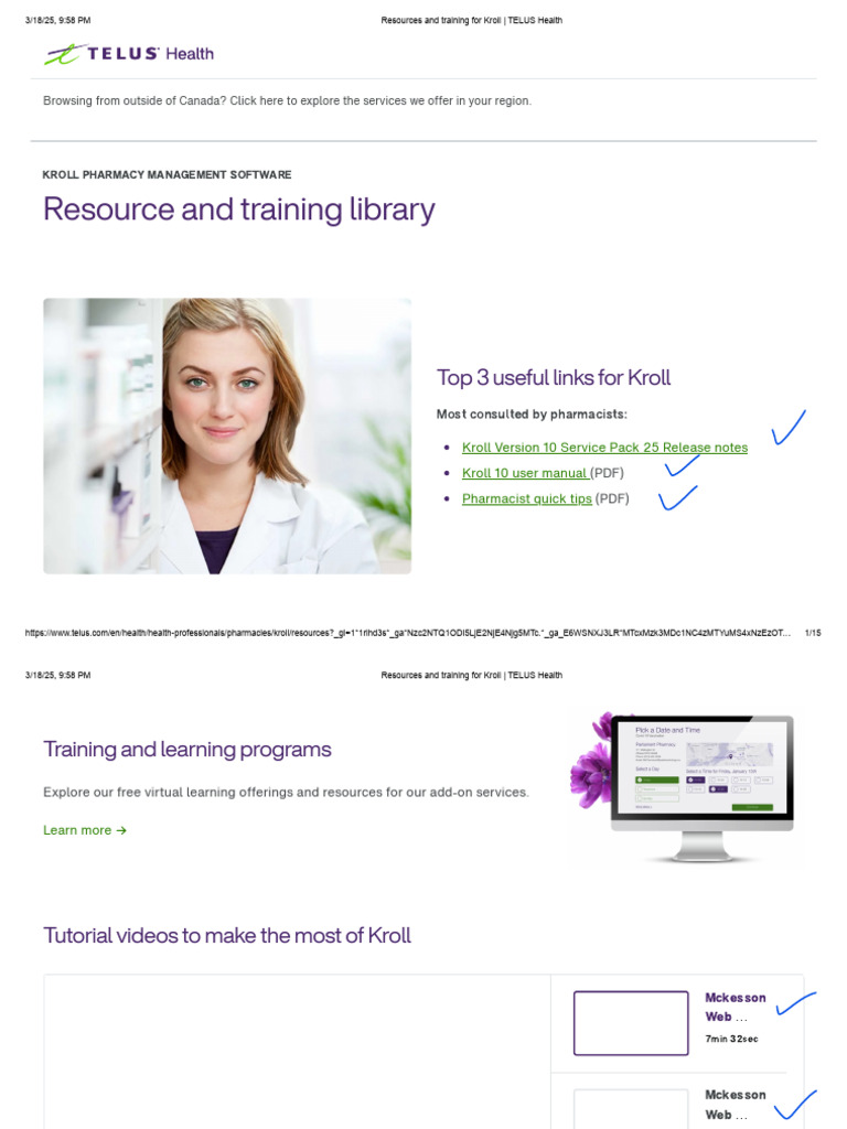 Resources and Training For Kroll - TELUS Health | PDF | Medical Prescription | Pharmacy