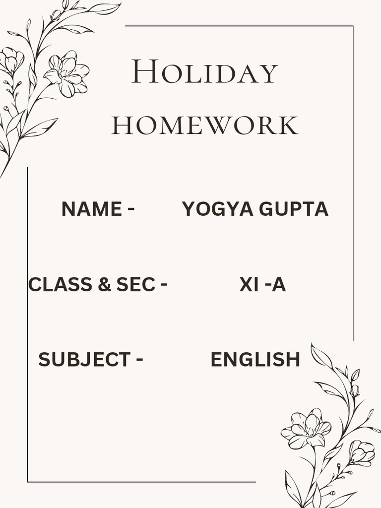 Holiday Homework for XI-A English | PDF