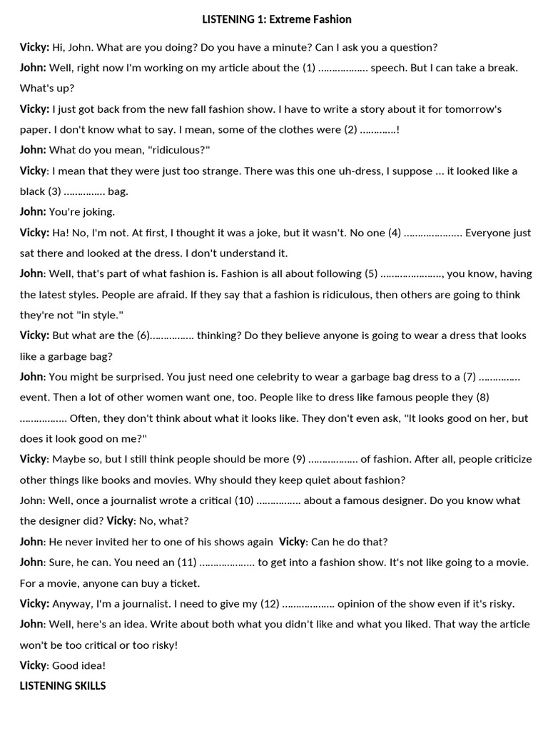 UNIT 1, LIS 1- Extreme Fashion | PDF