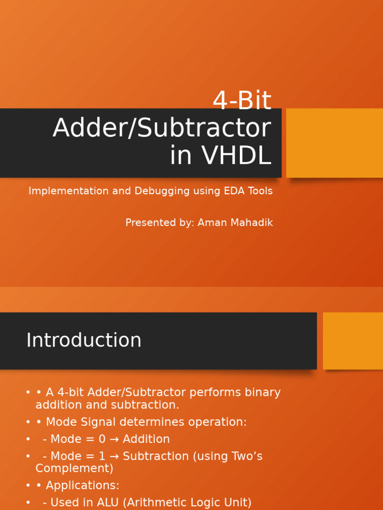 4-Bit Adder Subtractor VHDL | PDF