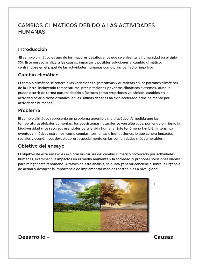 Cambios Climaticos Debido A Las Actividades Humanas Diana | PDF ...