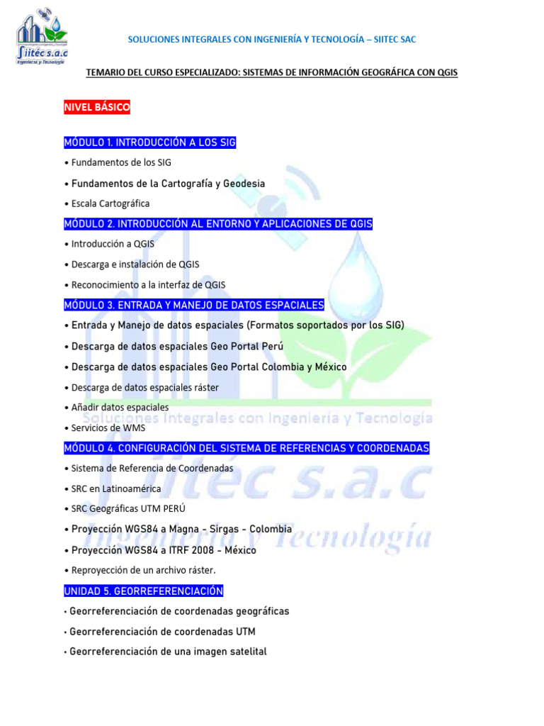Temario Curso Especializado SIG Con QGIS-SIITEC 2025 | PDF | Sistema de ...
