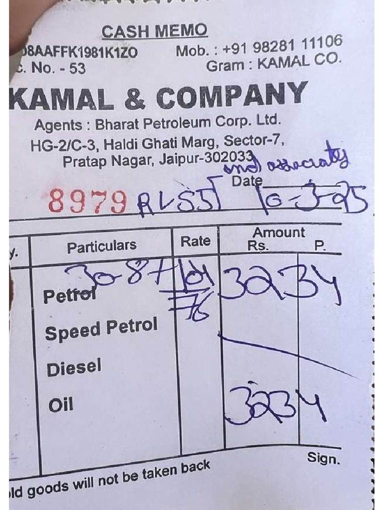 Petrol Invoice | PDF