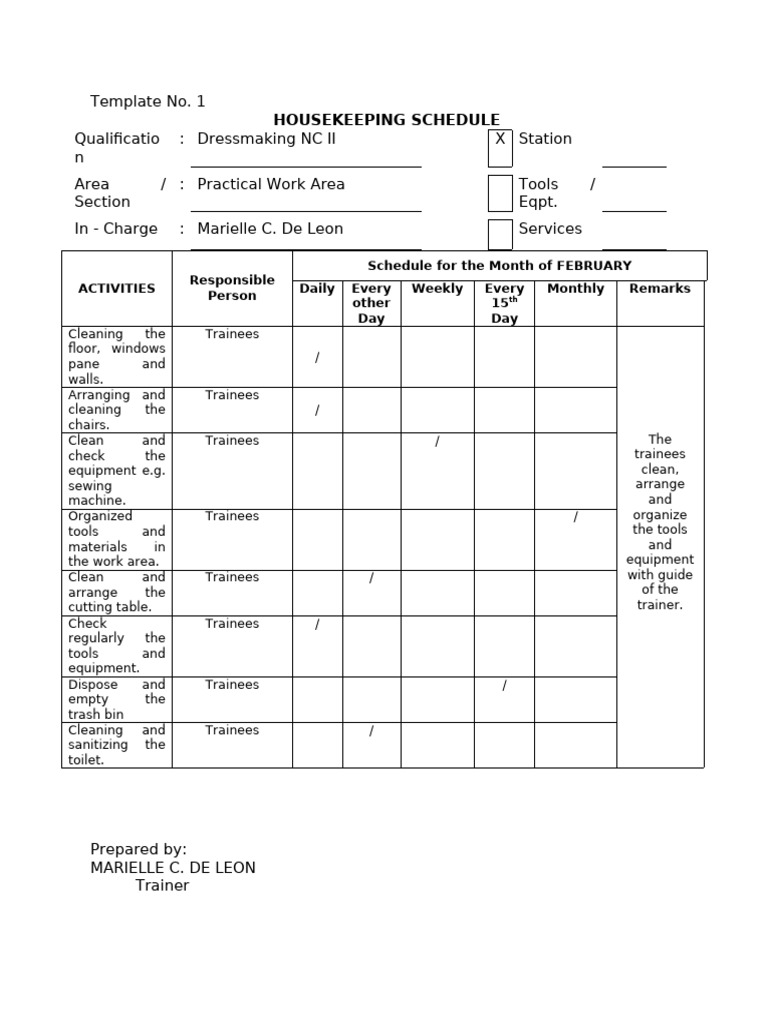 1 Housekeeping Schedule1.1 | PDF