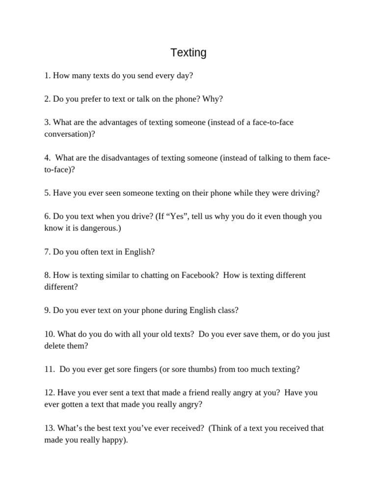 ESL Discussion About Texting | PDF