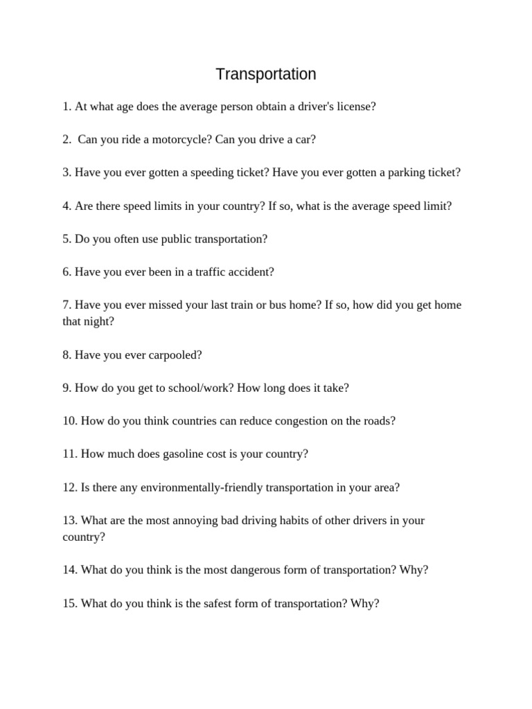 Key Questions About Transportation Choices | PDF