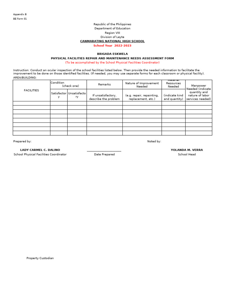 Brigada Eskwela 2022 Form 7 | PDF