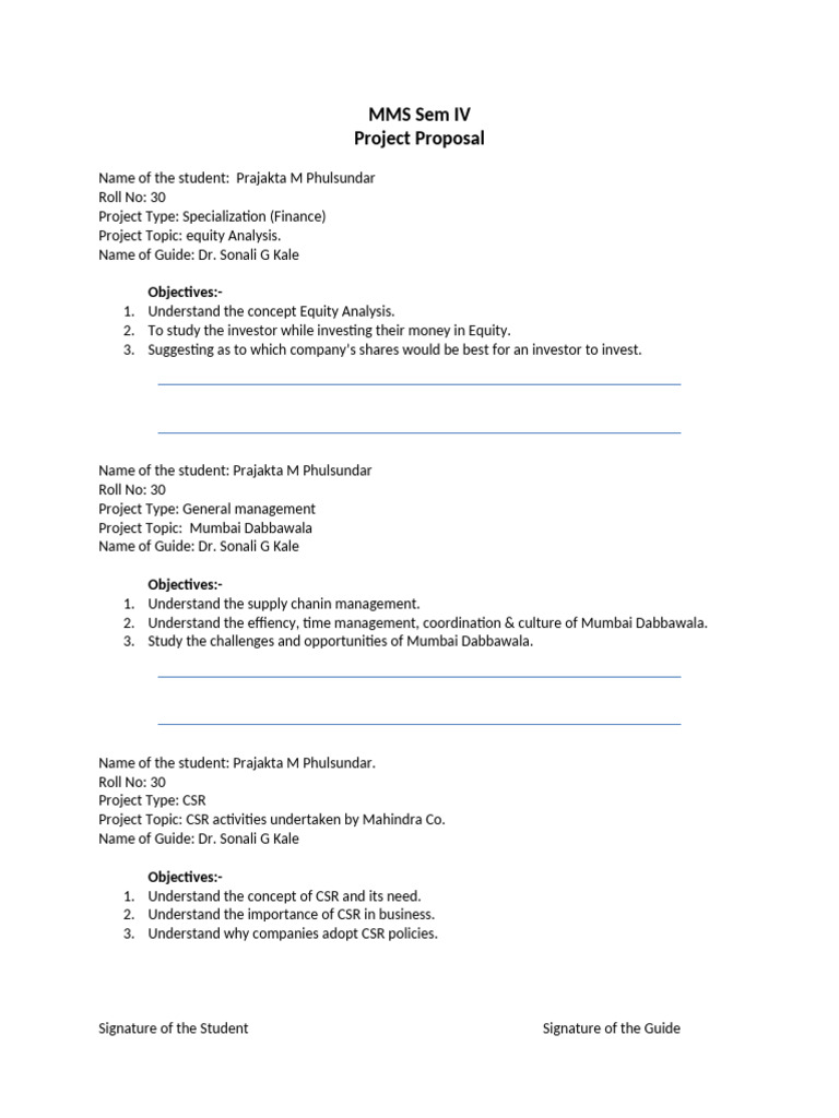 MMS Sem IV Project Proposal | PDF