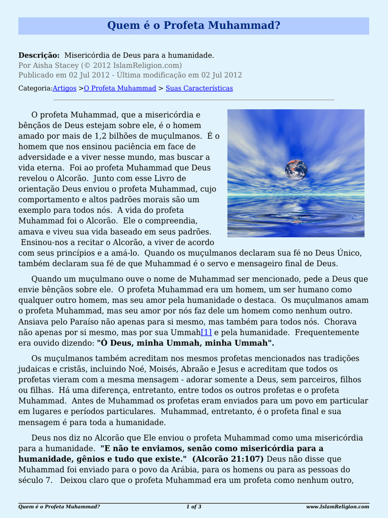 Quem É Profeta Muhammad | PDF | Maomé | Deus
