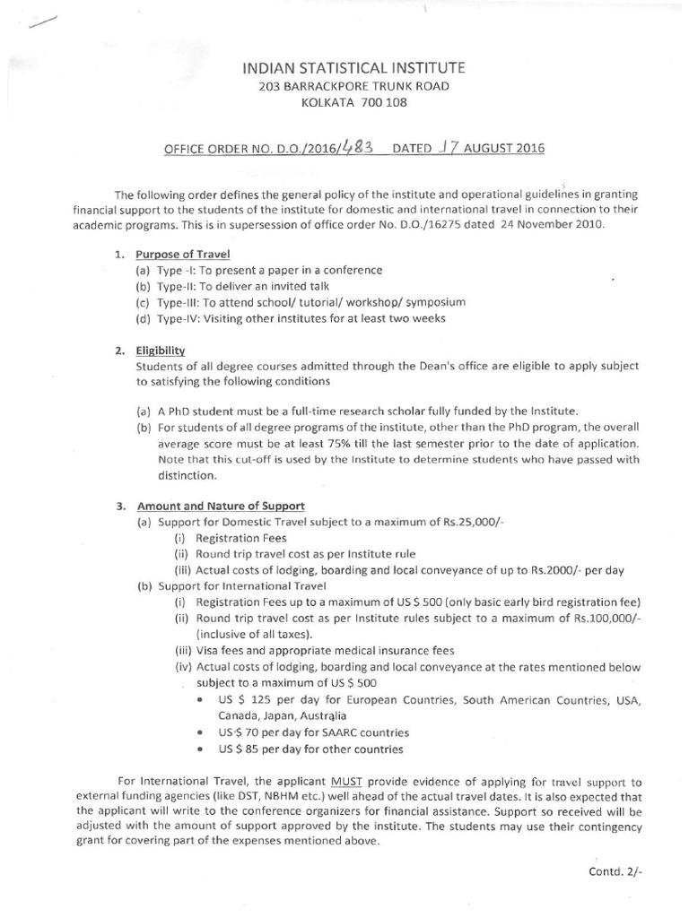 ISI Travel Support Application Form | PDF | Thesis | Doctor Of Philosophy
