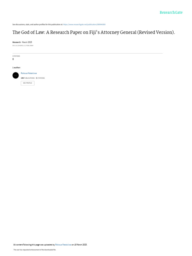 The God of Law: A Research Paper on Fiji's Attorney General (Revised ...