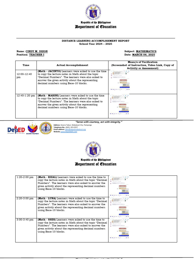 03-06-2025 - Grade4 - DLAR-Dizon, Cindy M | PDF | Teaching | Learning