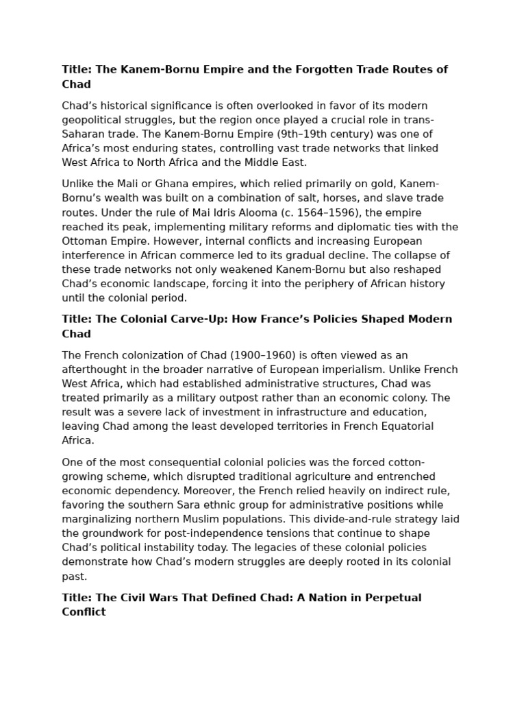 Chad History AFRC 240 | PDF | Chad | Africa