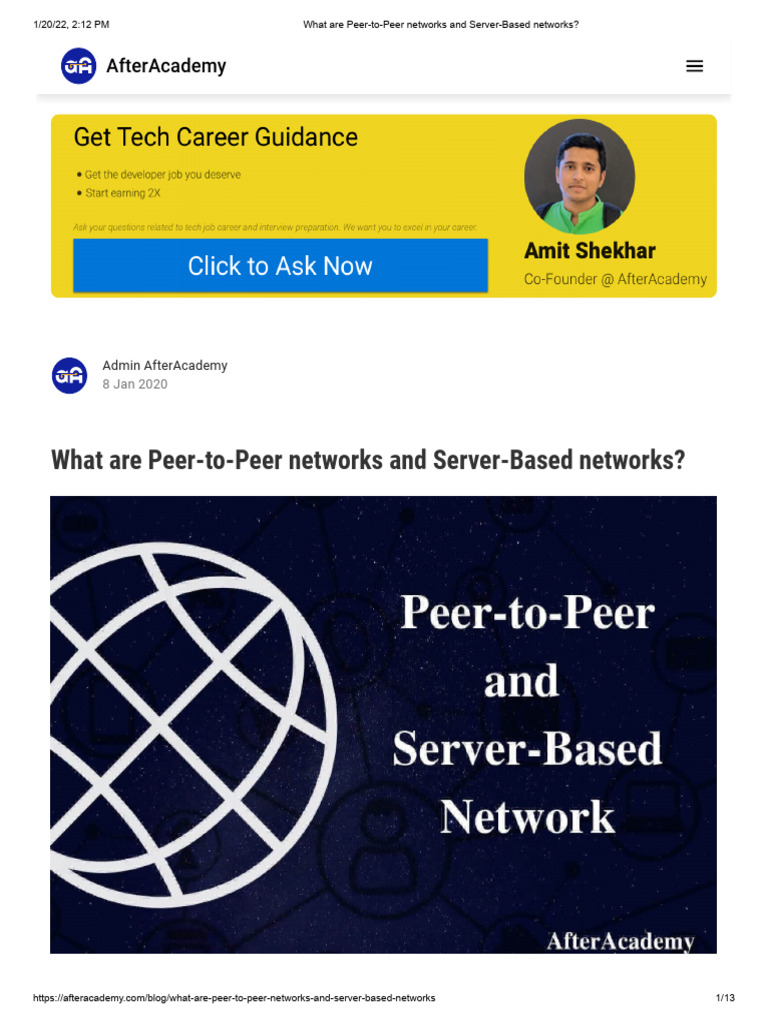 What Are Peer-to-Peer Networks and Server-Based Networks | PDF | Peer To Peer | Client–Server Model