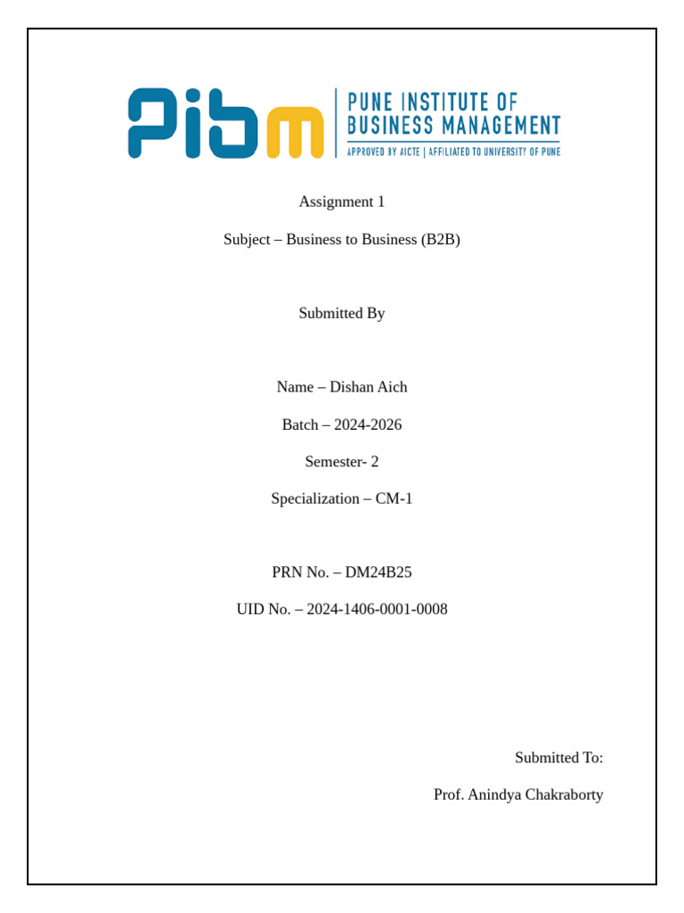 Dishan Aich_B2B_Assignment 1[1] | PDF | Retail | Brand