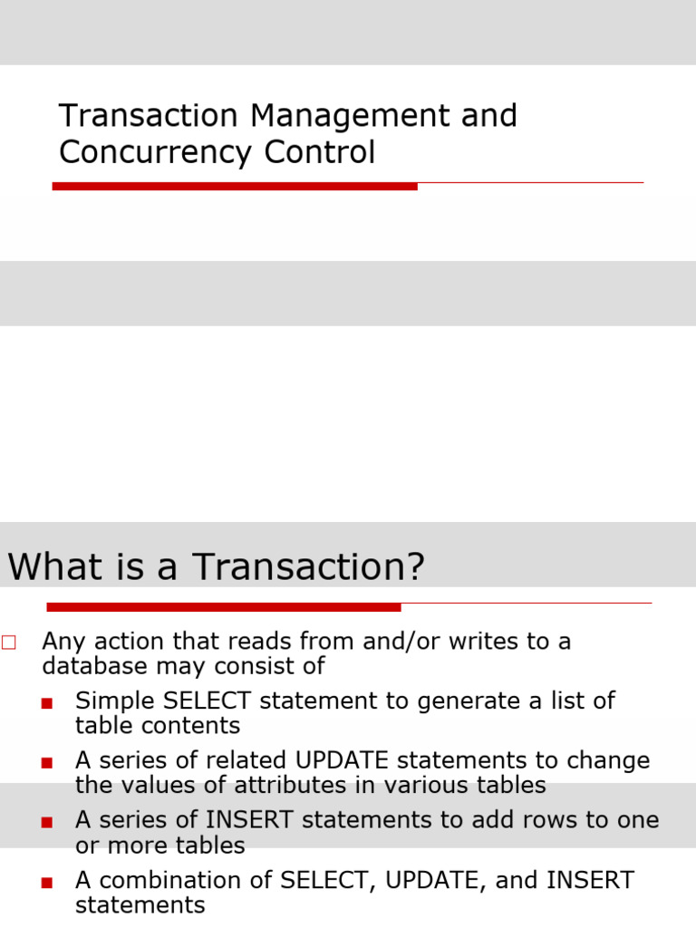 UNIT-1-Transaction and Concurrency | PDF | Database Transaction | Databases
