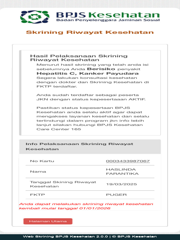Web Skrining BPJS Kesehatan | PDF