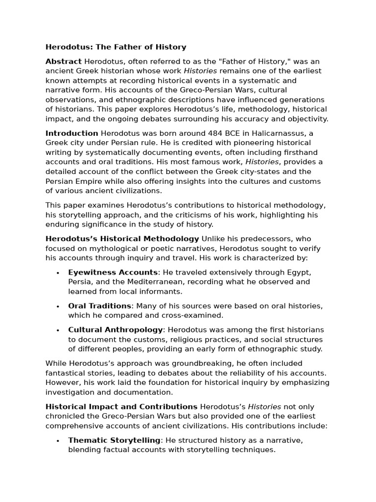 Herodotus The Father of History | PDF | Herodotus | Historian