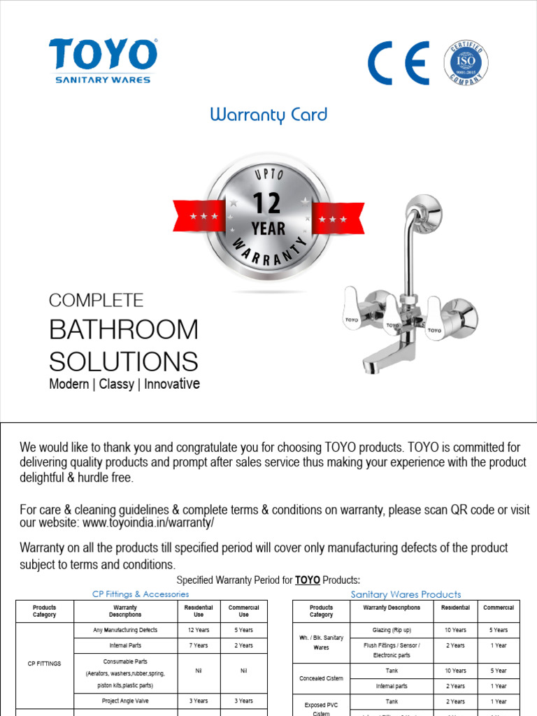 Toyo Warranty Card 23 24 25 | PDF | Shower