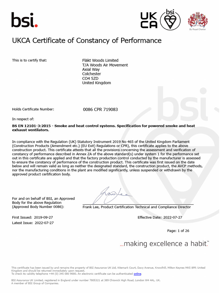 UKCA Certificate of Constancy of Performance (BSI UKCA) | PDF