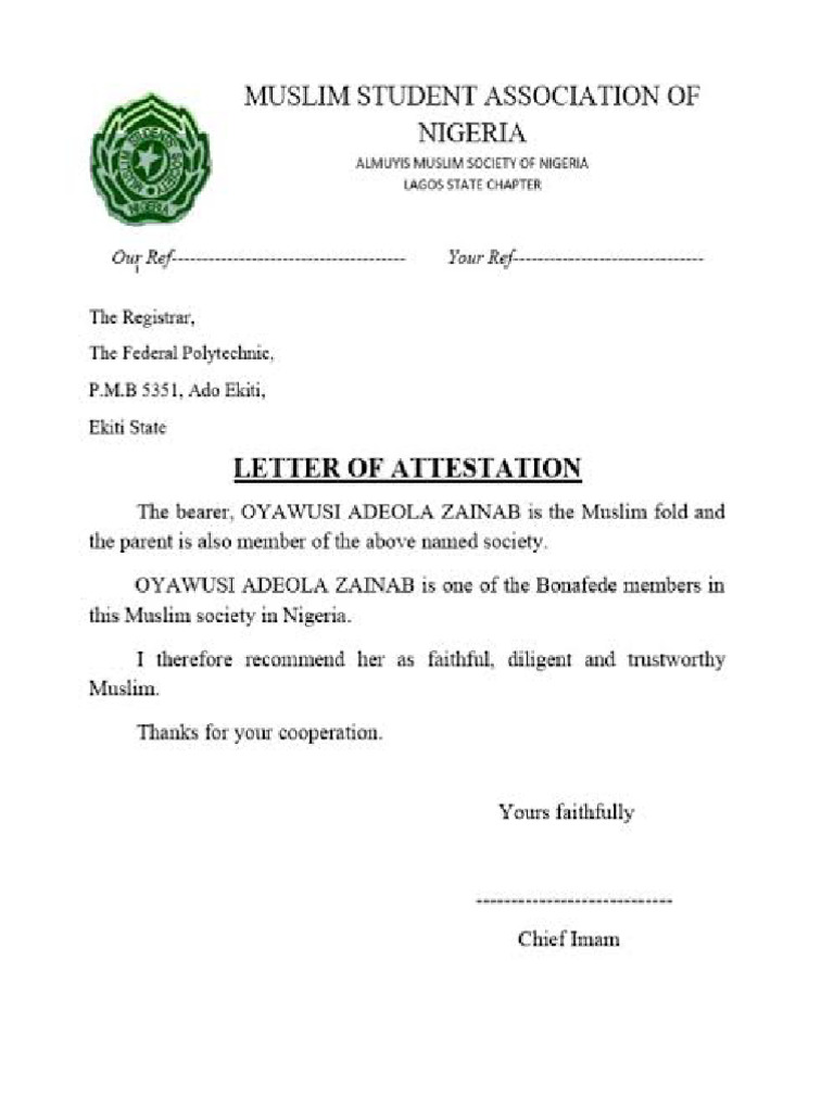 Zainab Letter of Recommendation | PDF